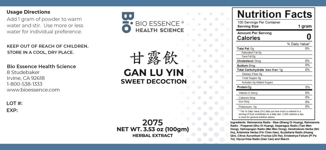 Gan Lu Yin- 甘露飲- Sweet Decoction-Bio Essence Health Science