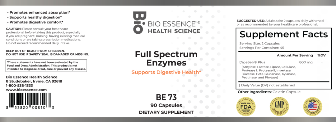 Full Spectrum Enzymes Supplement-Bio Essence Health Science