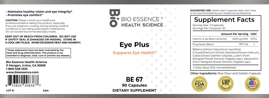 Eye Plus (Formally Eyesight Tonic) Supplement-Bio Essence Health Science